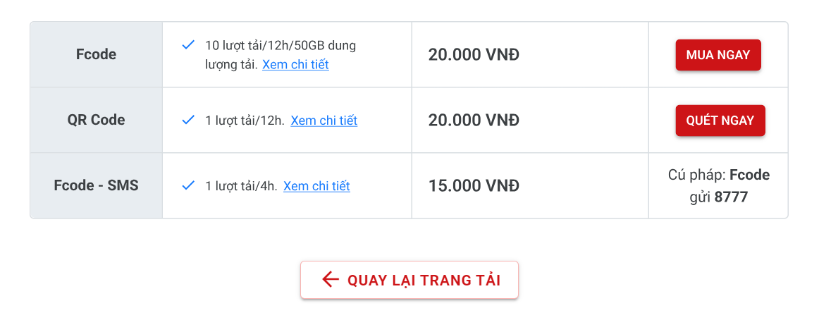 HƯỚNG DẪN MUA FCODE 01 LƯỢT TẢI BẰNG HÌNH THỨC QUÉT QR CODE - Fshare Blog