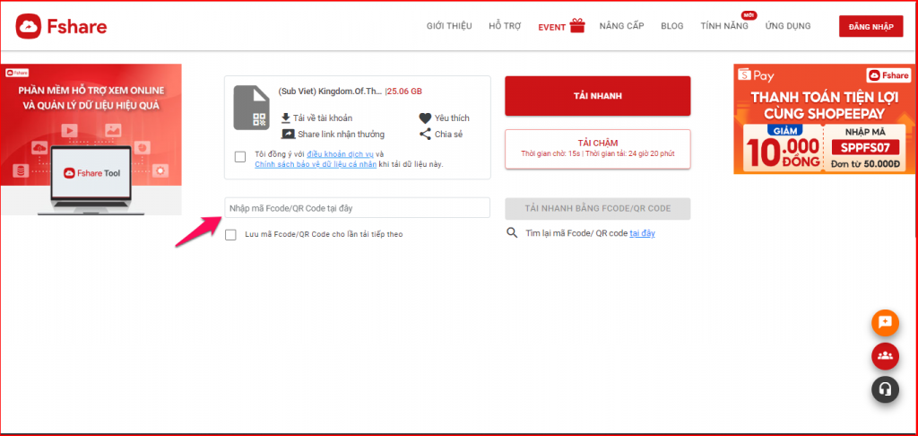 Tải Nhanh Không Cần Tài Khoản với Dịch vụ Fcode - Fshare Blog